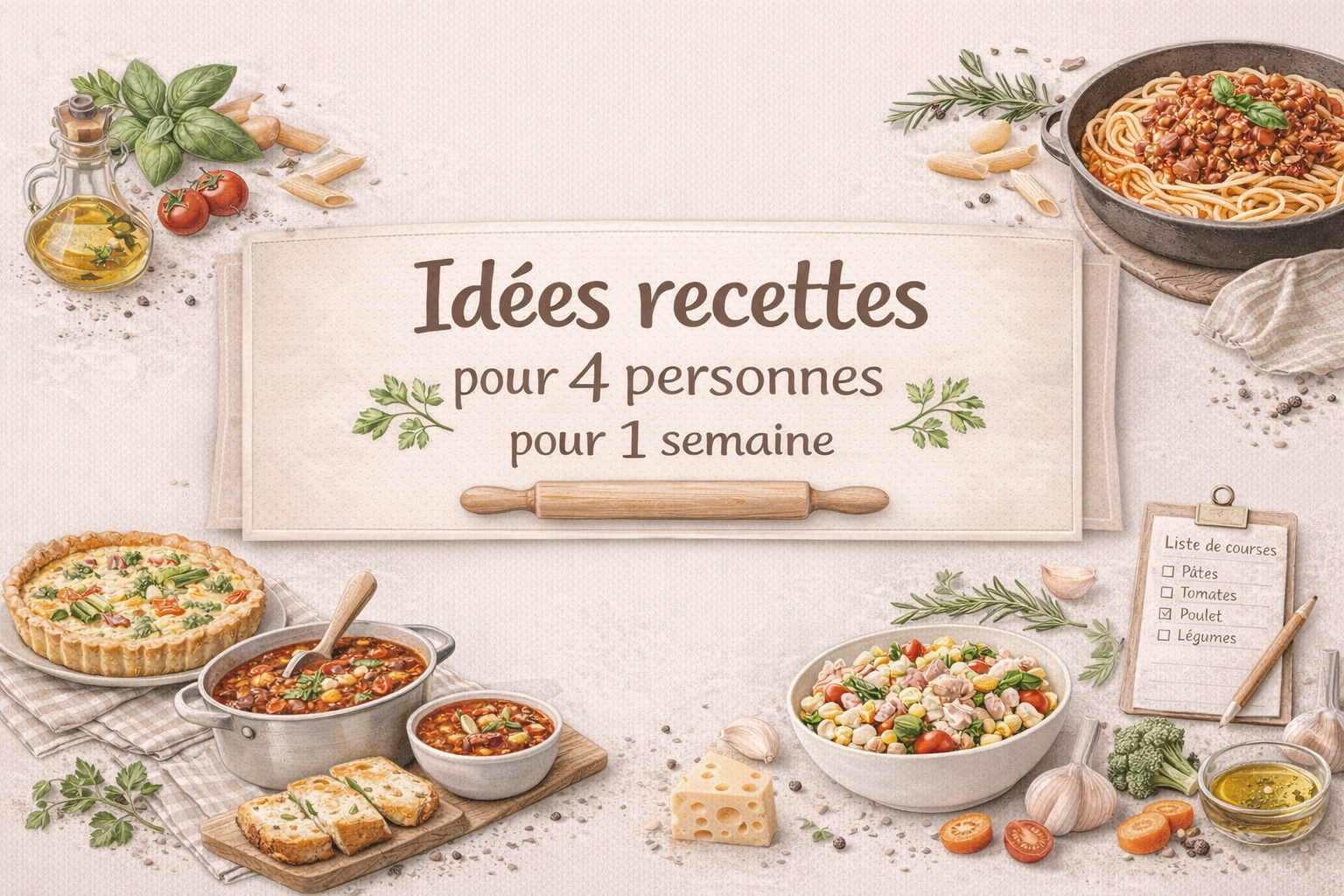 Organisation semaine : idées de repas pour 4 personnes